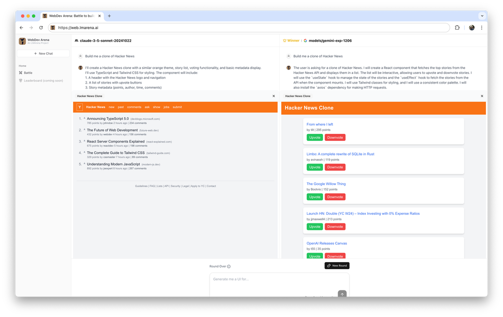 WebDev Arena: A Live LLM Leaderboard for Web App Development